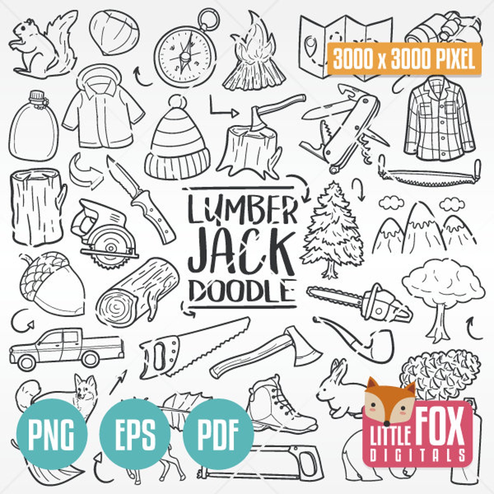 LUMBERJACK Mountain Works Wood Traditional Hippster Doodle - Etsy