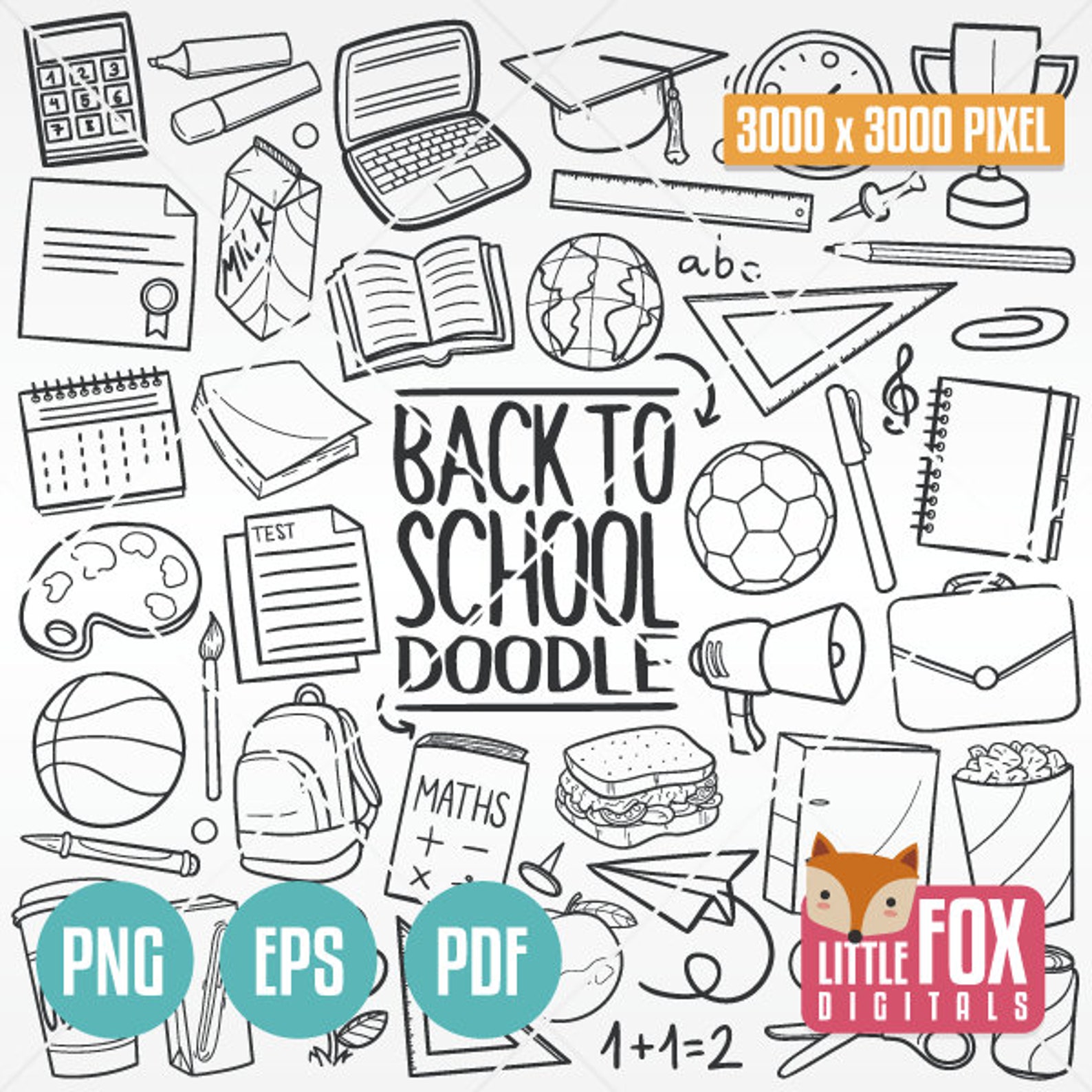 SCHOOL Bundle. Back to School Doodle Icons. Bundle Clip Art - Etsy
