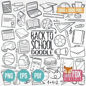 SCHOOL Bundle. Back to School Doodle Icons. Bundle Clip Art Doodle. Set ...
