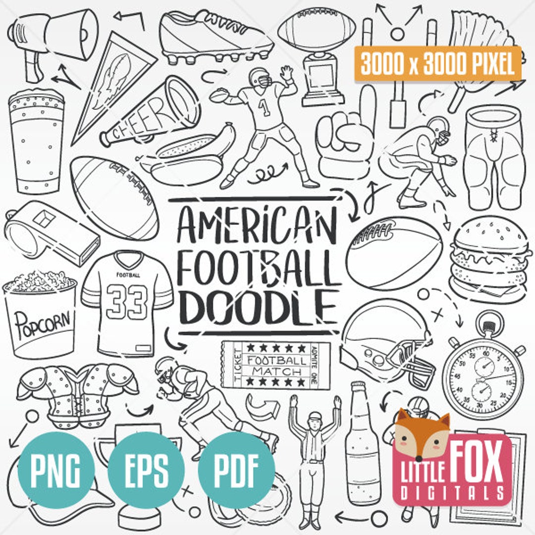 AMERICAN FOOTBALL, Sport Doodle Vector Icons. Doodle Icons Clipart ...