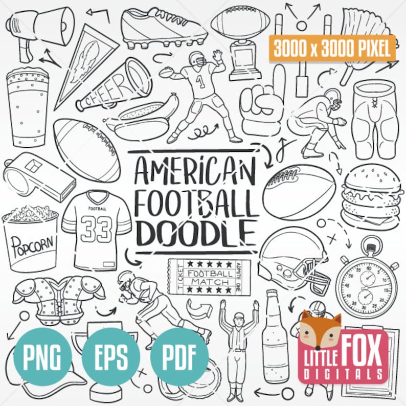 AMERICAN FOOTBALL, Sport Doodle Vector Icons. Doodle Icons Clipart ...
