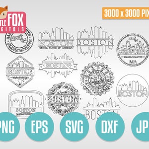 SVG BOSTON Stamps. Svg Cut File Massachusetts. Svg Skyline - Etsy