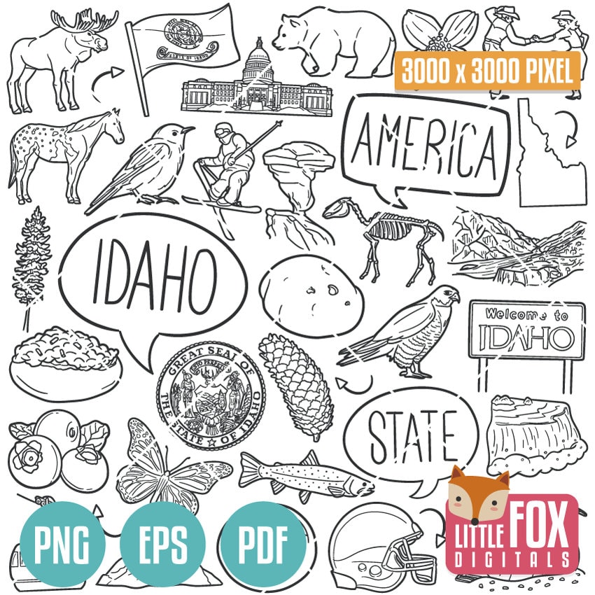 IDAHO State Symbols. American State Clipart. Idaho Falls Boise - Etsy IDAHO State Symbols. American State Clipart. Idaho Falls Boise - Etsy