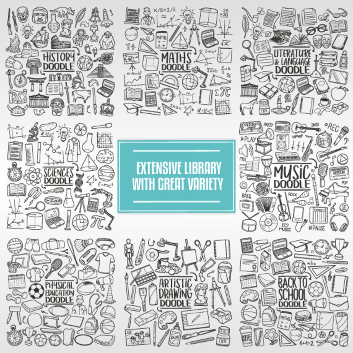 HISTORY, SVG Doodle Icon Vectors. Subject School Historical Doodle ...