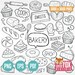 BAKERY. Doodle Vector Icons. Shop Desserts and Sweets Food Grandma ...