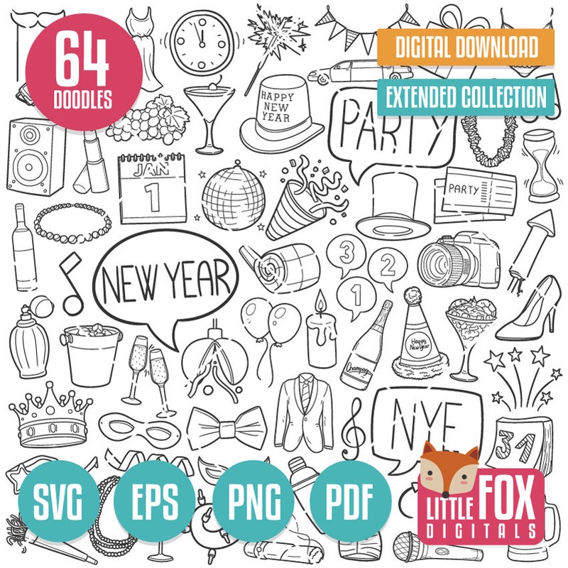 New Years Doodle Images - Etsy