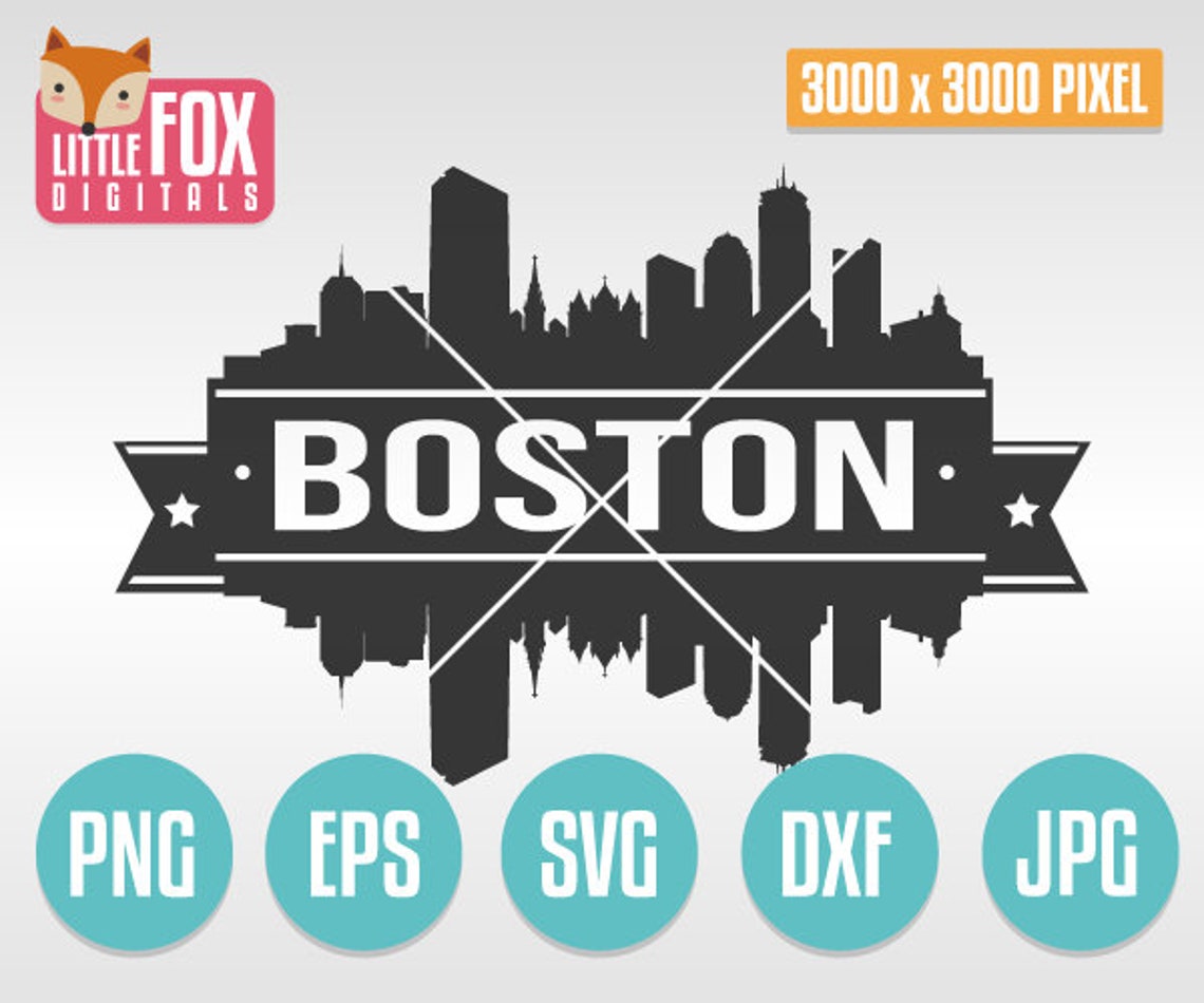 SVG BOSTON Stamps. Svg Cut File Massachusetts. Svg Skyline Boston ...