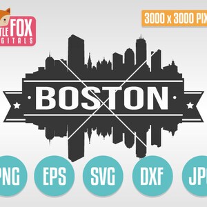Boston Skyline Stamps SVG Cut Files, City Vector Logo (digital Download ...