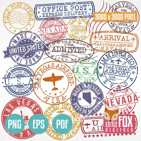 Las VEGAS NEVADA USA Set of Stamps. Made Seal. Travel | Etsy