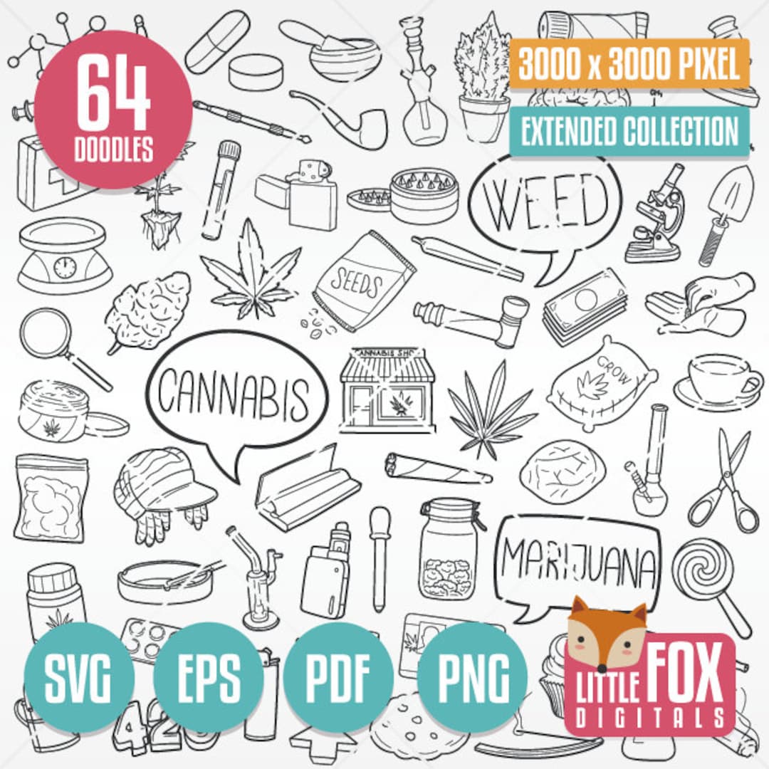 CANNABIS, SVG Smoke Leaf Marihuana Medicinal. CBD Marijuana Doodle Weed ...