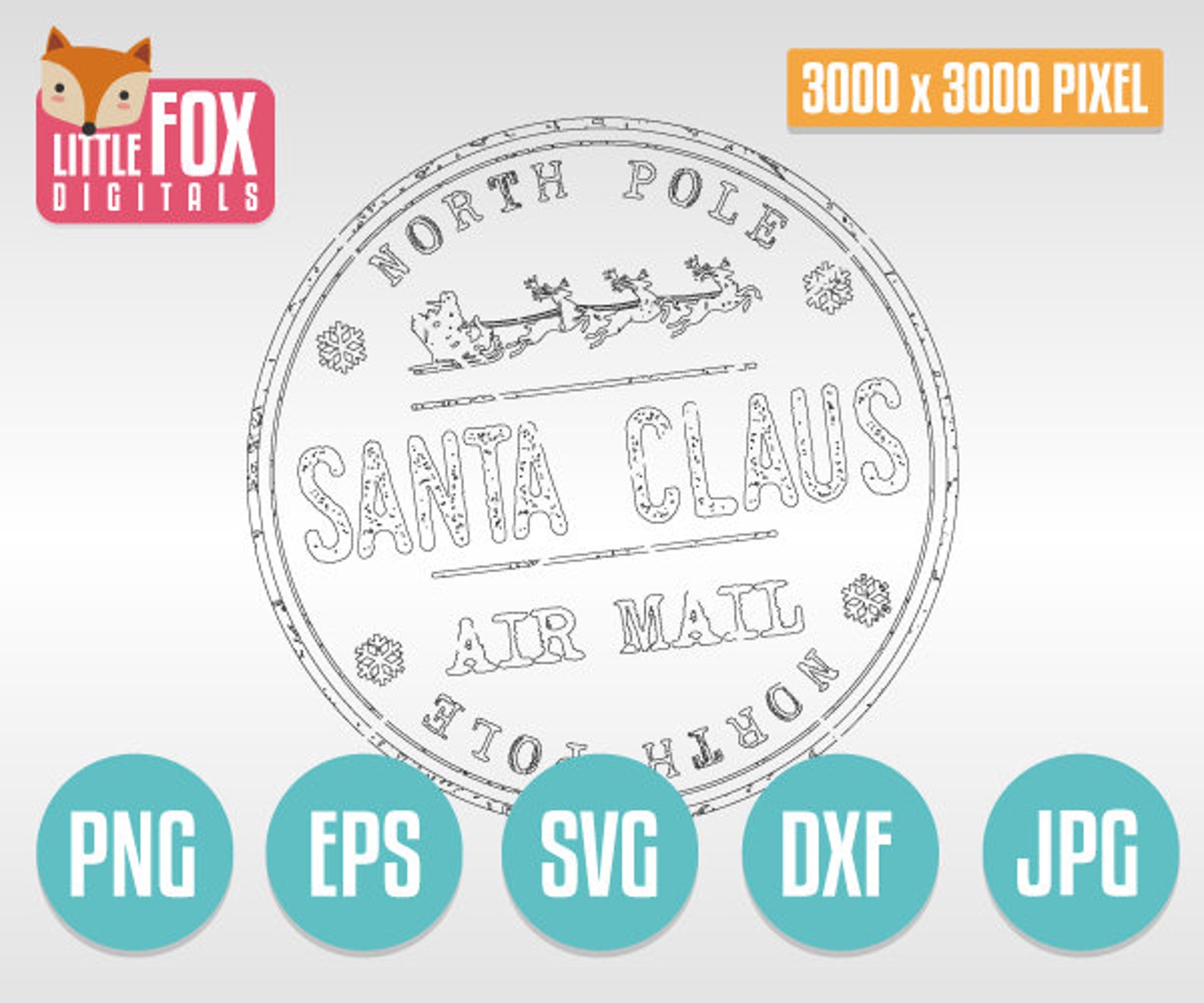SANTA CLAUS STAMPS Clip Art Svg. Postmark Santa Claus Christmas Seal ...