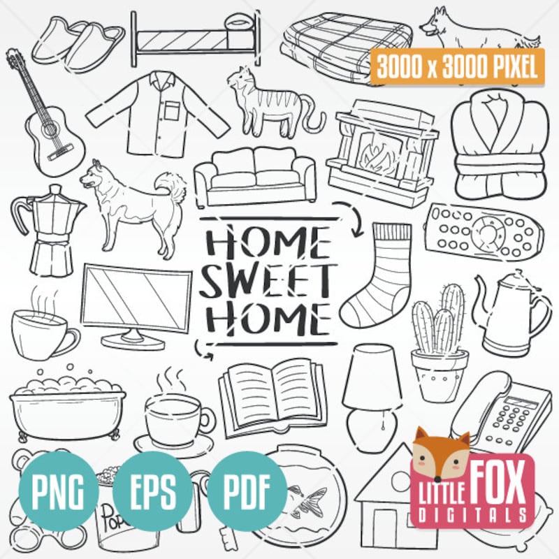 Sweet Home Clipart - Etsy