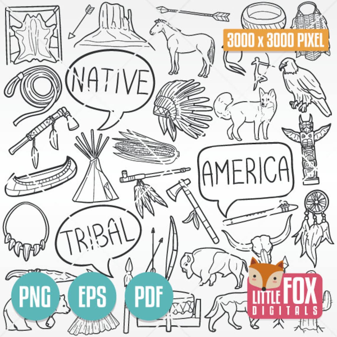 NATIVE AMERICAN Doodle Icons. Indian Tribal Western - Etsy