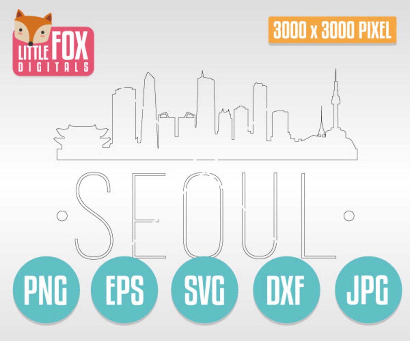 SVG Vector SEOUL South KOREA. Korean Svg Skyline. Svg Cut File | Etsy