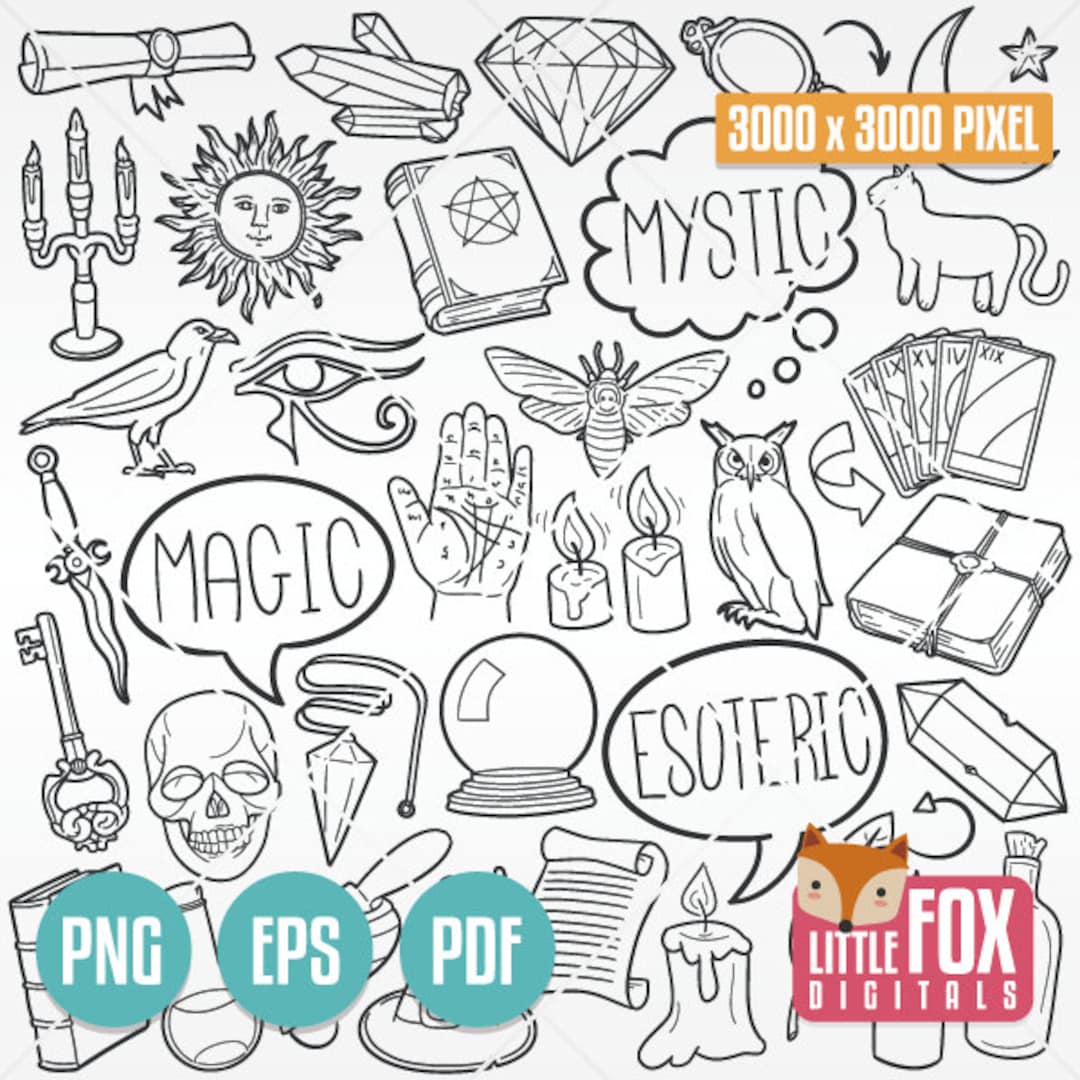 MYSTIC, MAGIC ESOTERIC Doodles. Witch Occultism Magic Icons Clipart ...