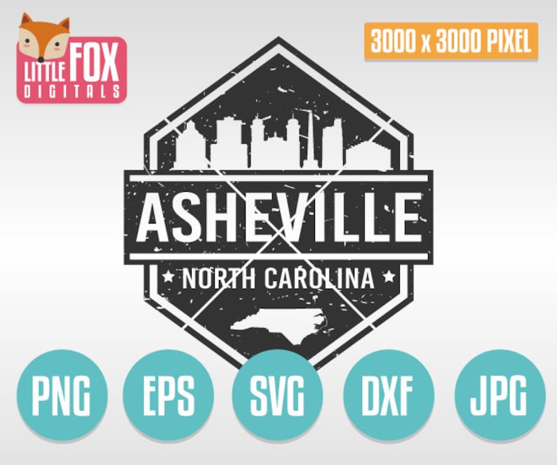 SVG ASHEVILLE Stamps. Svg Cut File North Carolina Skyline | Etsy