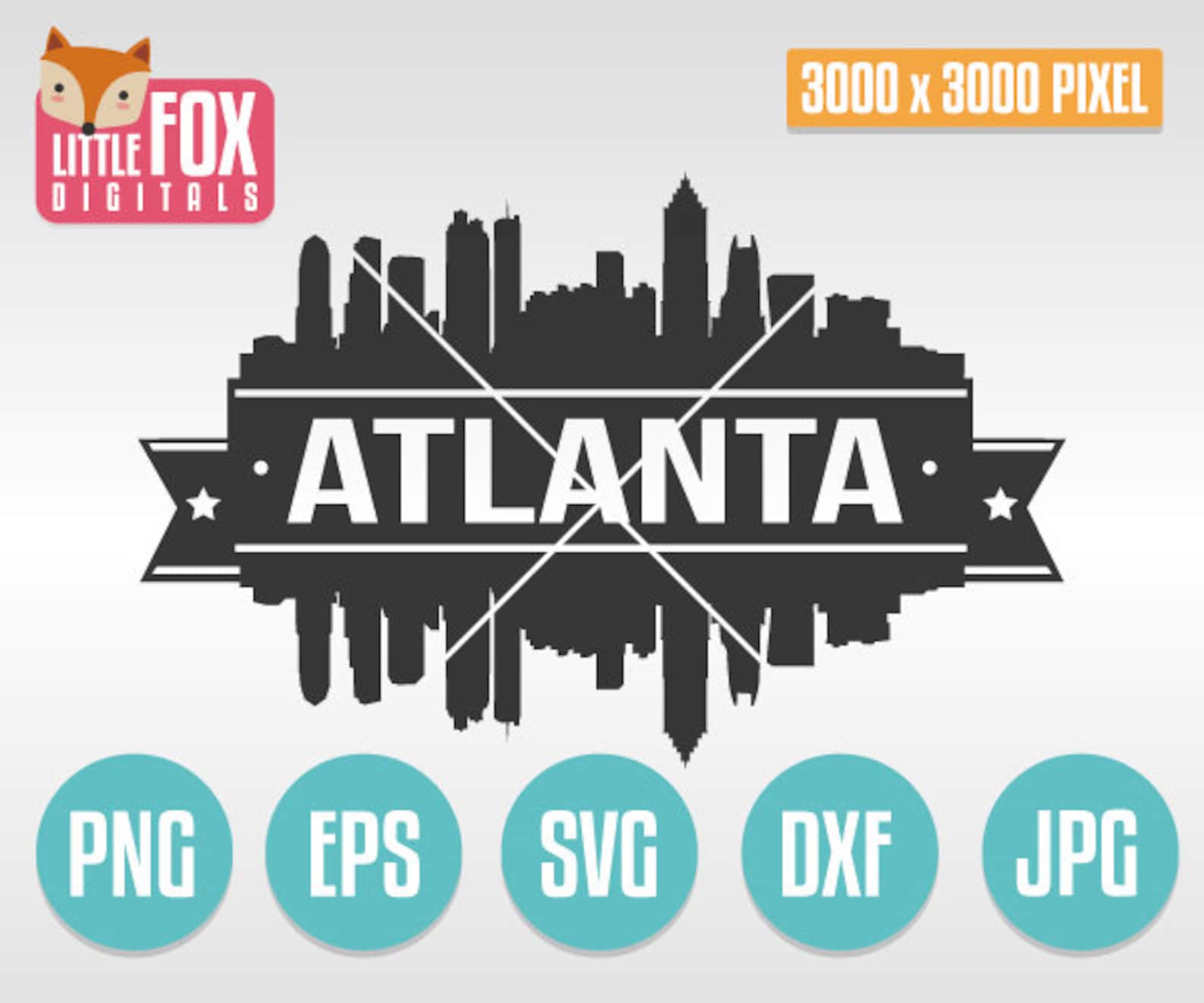 SVG ATLANTA Stamps. Svg Cut File Georgia. Svg Skyline Atlanta. | Etsy