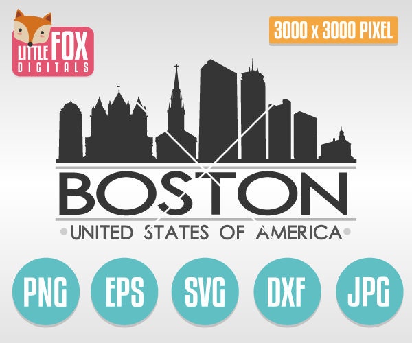 SVG BOSTON Stamps. Svg Cut File Massachusetts. Svg Skyline Boston ...