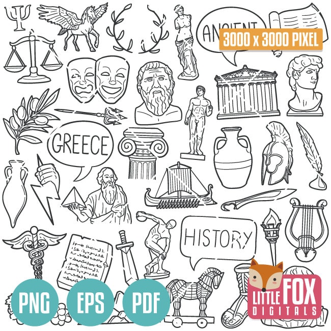 CLASSICAL ANTIQUITY History of Greece Doodle Icon Vectors. - Etsy