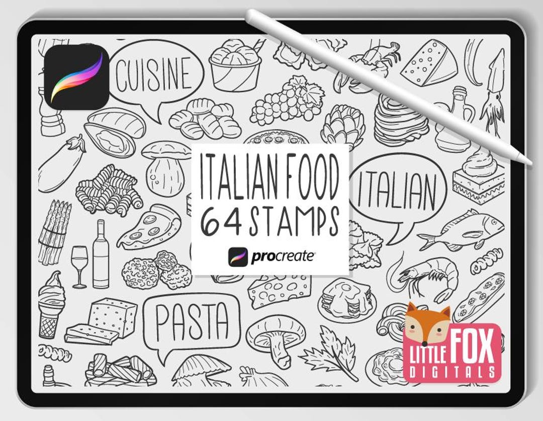 ITALIAN FOOD, Procreate Brushes, Pizza and Pasta Icons, Food Recipe ...