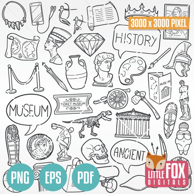 HISTORY MUSEUM Doodle Icon Vectors. Museum Day Historical | Etsy