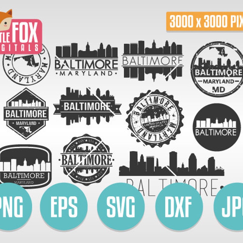 Baltimore Skyline Vector - Etsy