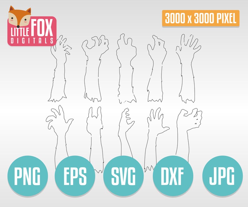 SVG ZOMBIE HANDS. Zombie Cuttable Design. Zombie Silhouette Cameo ...
