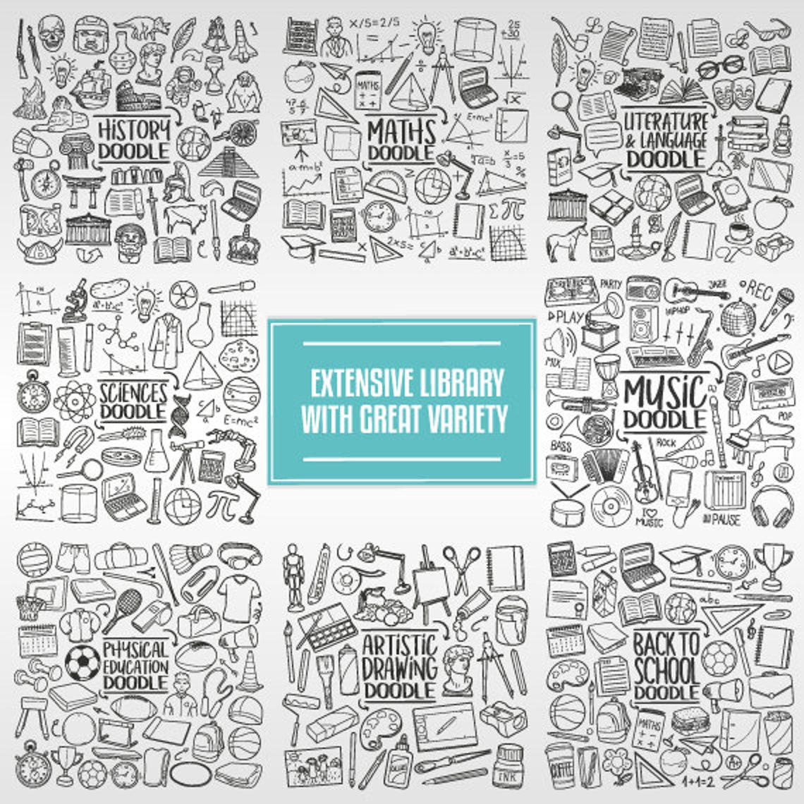 Carpenter Doodle Icons. Carpentry Clipart Scrapbook Vector Set ...