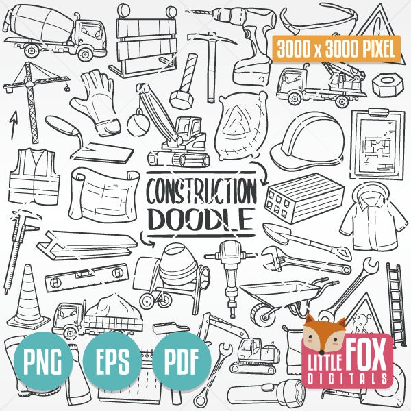 UNDER CONSTRUCTION Doodle Vector Icons. Hard Work Vehicles - Etsy