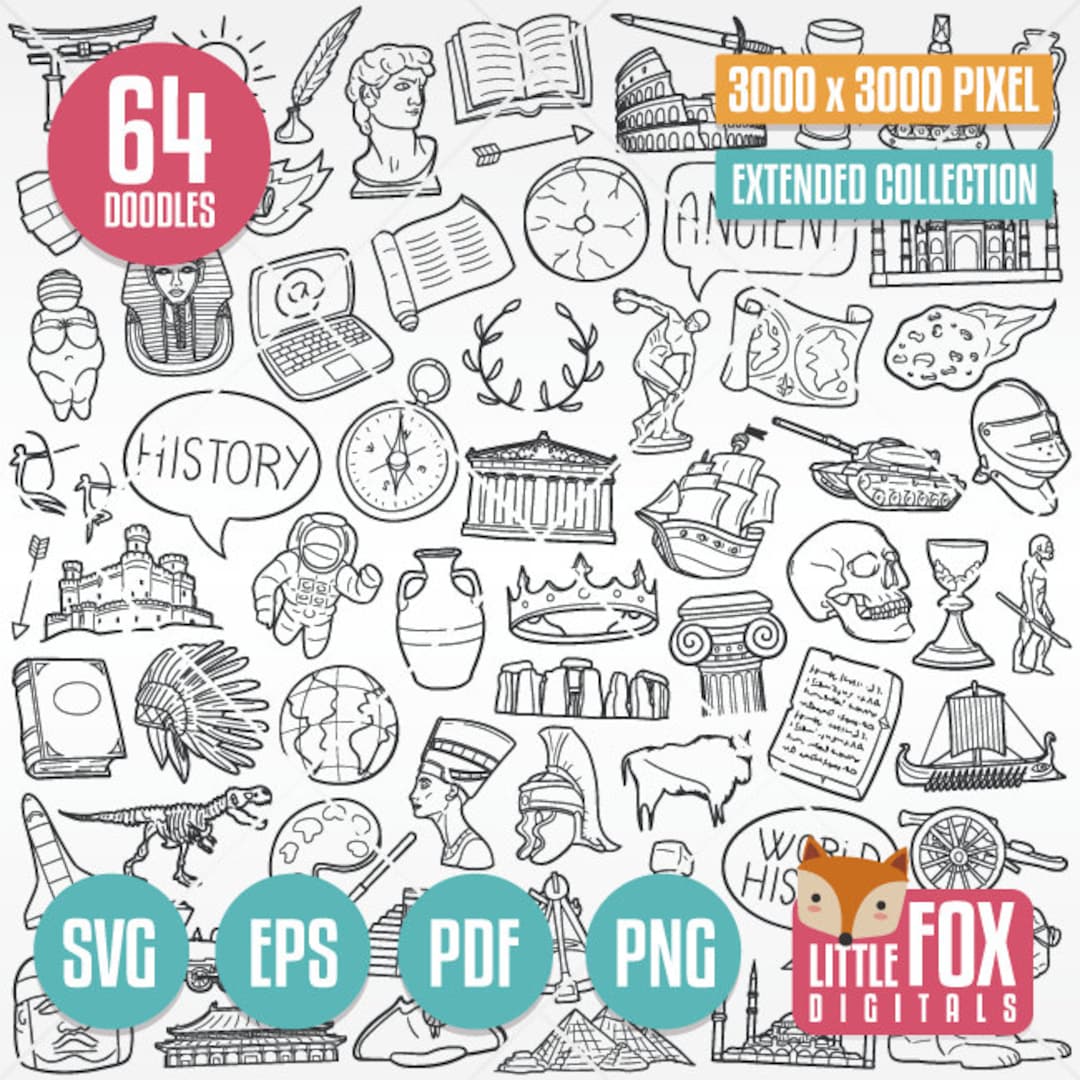 HISTORY, SVG Doodle Icon Vectors. Subject School Historical Doodle ...