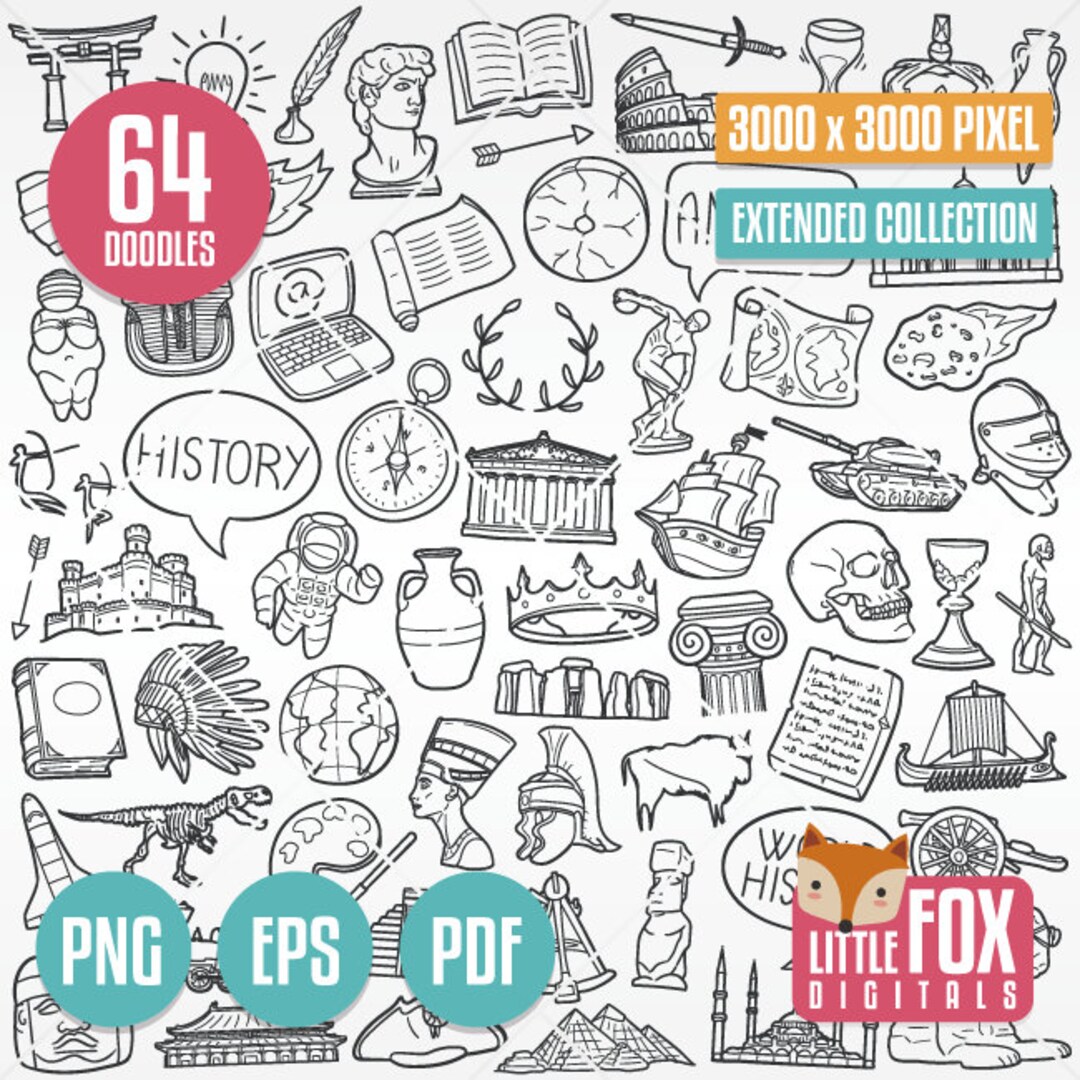 HISTORY SVG Doodle Icon Vectors. Subject School Historical - Etsy