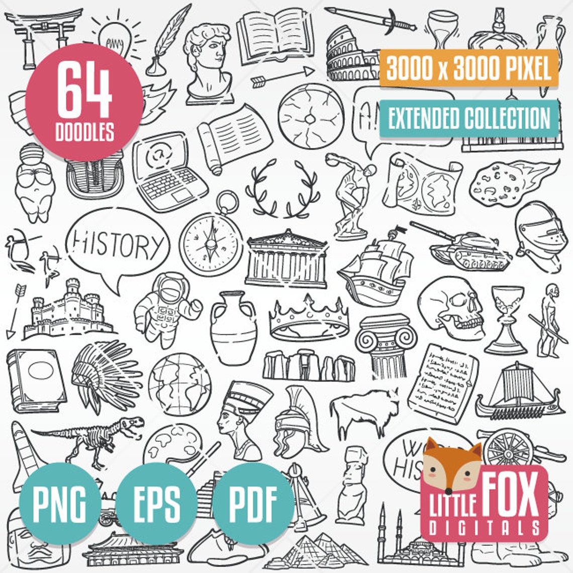 HISTORY SVG Doodle Icon Vectors. Subject School Historical - Etsy