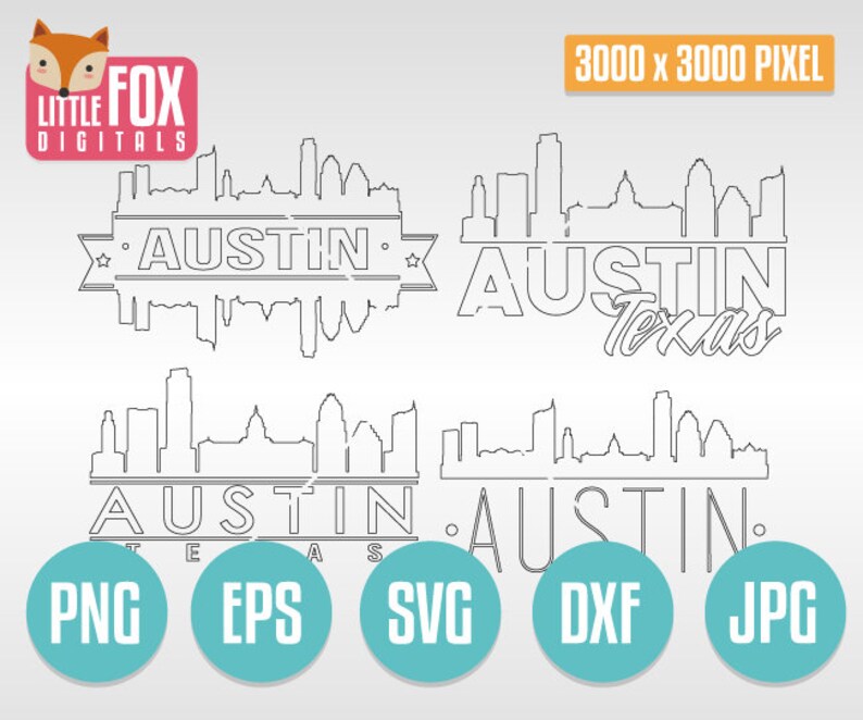 SVG AUSTIN TEXAS Usa. Super Pack Austin Tx Skyline. Silhouette - Etsy