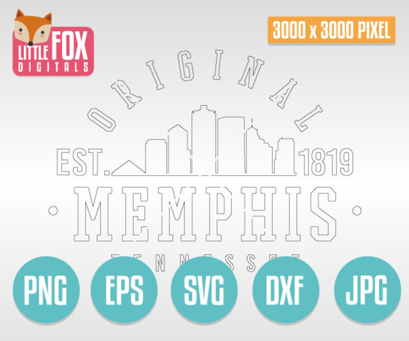 MEMPHIS Tennessee Silhouette Vector Skyline. Memphis City - Etsy