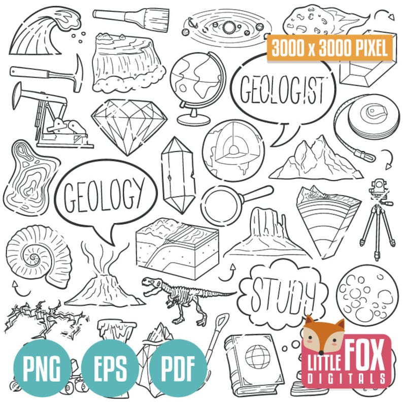 GEOLOGY Doodle Icon Vectors. Geologist School Earth Study - Etsy
