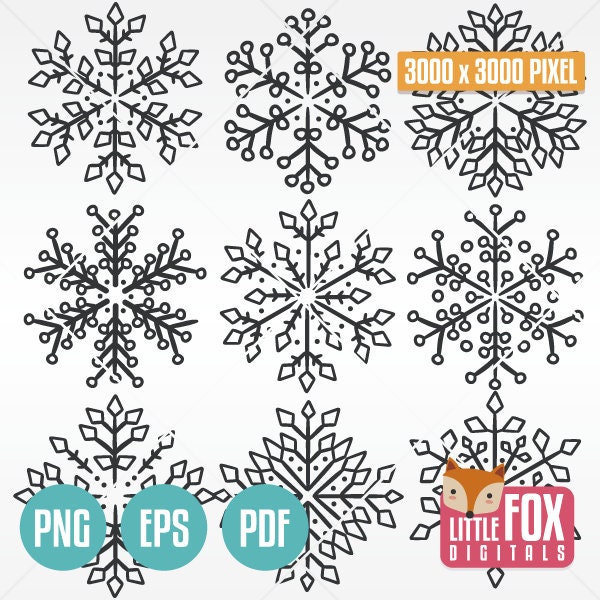 SNOWFLAKES Winter Season Chirstmas Doodle Icons. Concept Art - Etsy