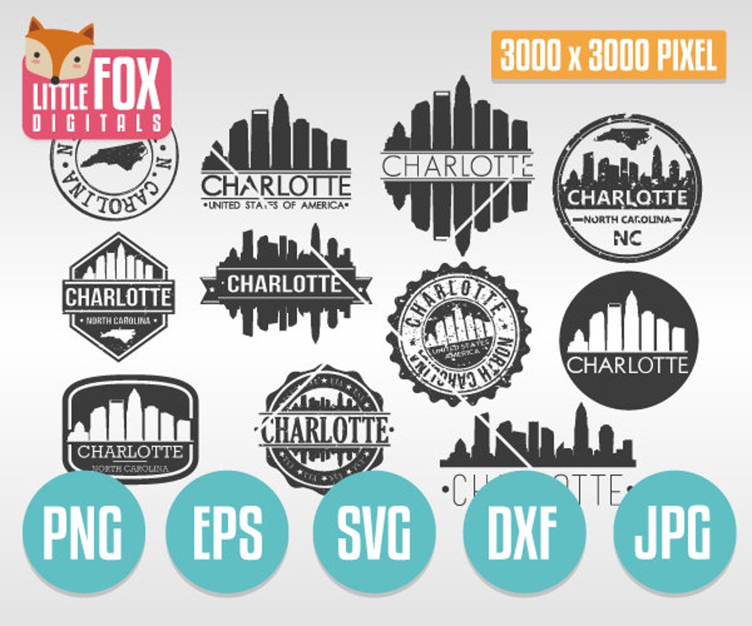 SVG CHARLOTTE Stamps. Svg Cut File North Carolina. Svg Skyline ...