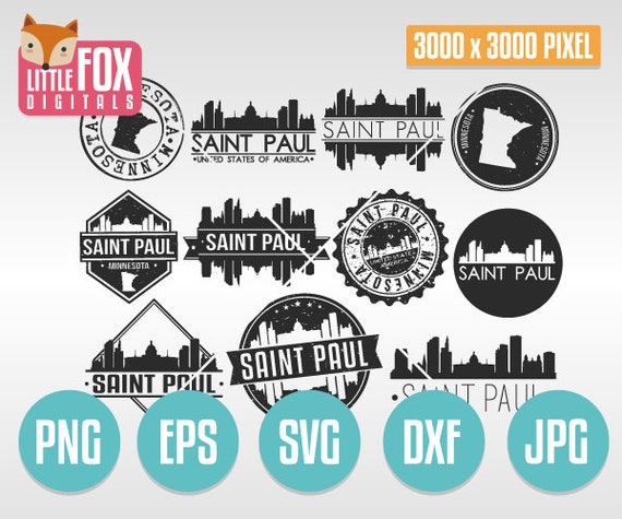 SAINT PAUL MINNESOTA Stamps. Svg Cut File. Svg Skyline St Paul | Etsy