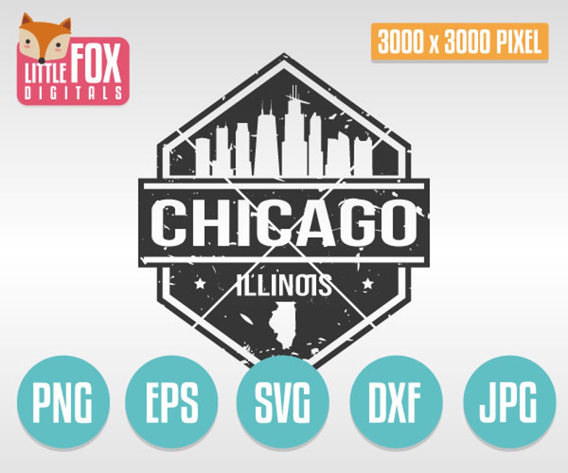 SVG CHICAGO Stamps. Svg Cut File Chicago. Svg Skyline Chicago. - Etsy