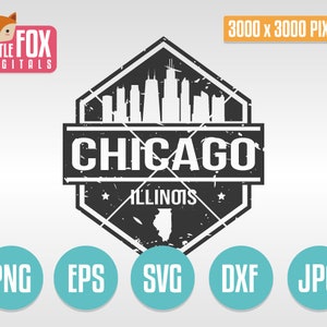 SVG CHICAGO Stamps. Svg Cut File Chicago. Svg Skyline Chicago ...