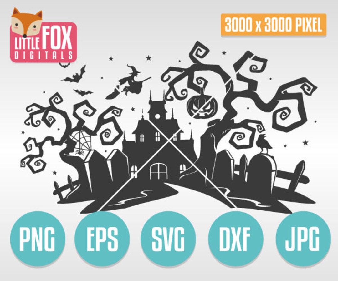 SVG HALLOWEEN SCENE. Scene Cuttable Design. Silhouette Cameo ...