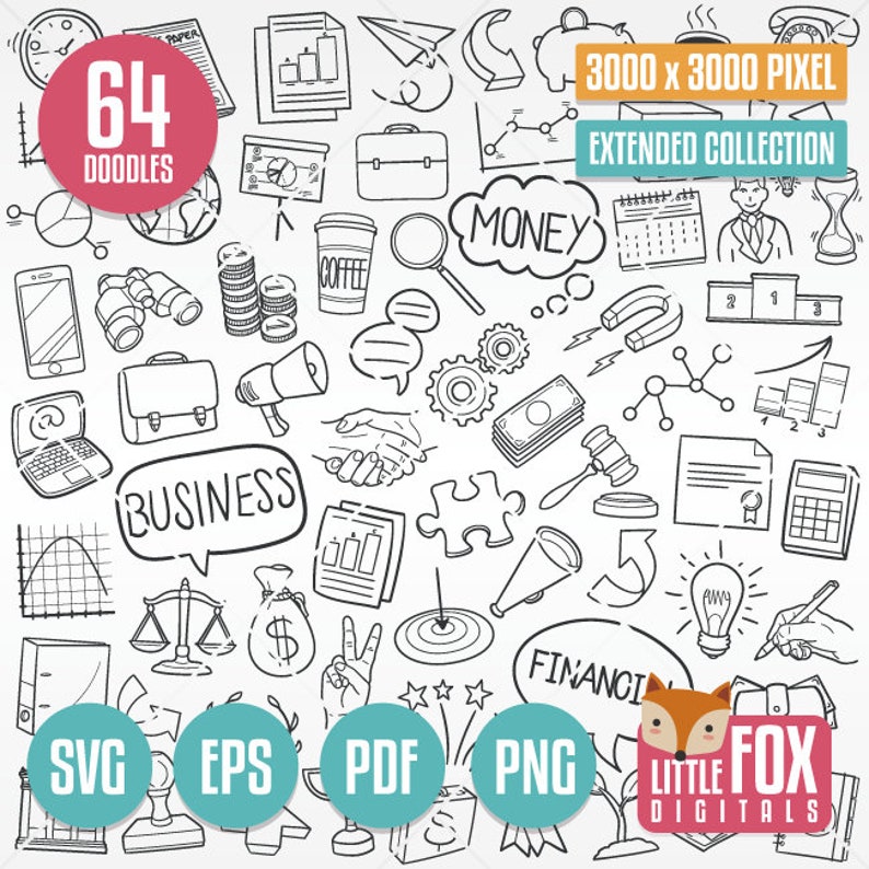 BUSINESS and FINANCES SVG Doodle Icon Vectors. Idea Money | Etsy