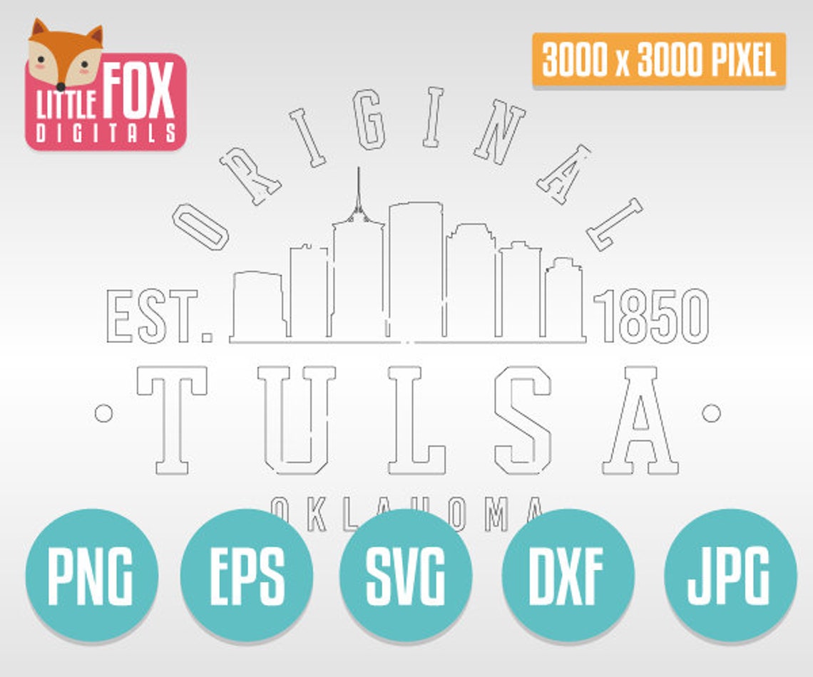 TULSA Oklahoma Cut Silhouette Vector Skyline. Landmark - Etsy