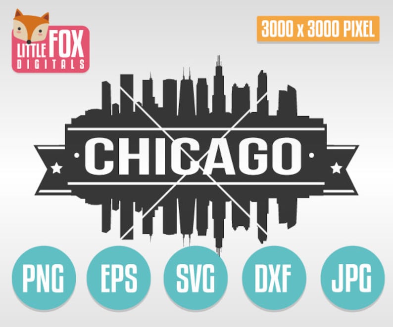 SVG CHICAGO Stamps. Svg Cut File Chicago. Svg Skyline Chicago. - Etsy