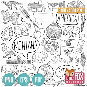 MONTANA State Symbols. American State Clipart. Billings Yellowstone ...