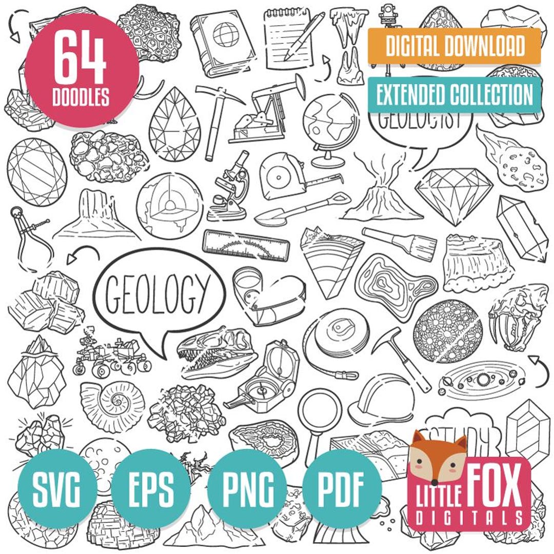 Geology SVG, Clipart Doodle Icons. Rockhound Vector Illustration Hand ...