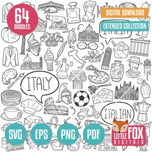 ITALY, SVG Doodle Vector Icons. Italian Doodle Icons Clipart. Italia ...