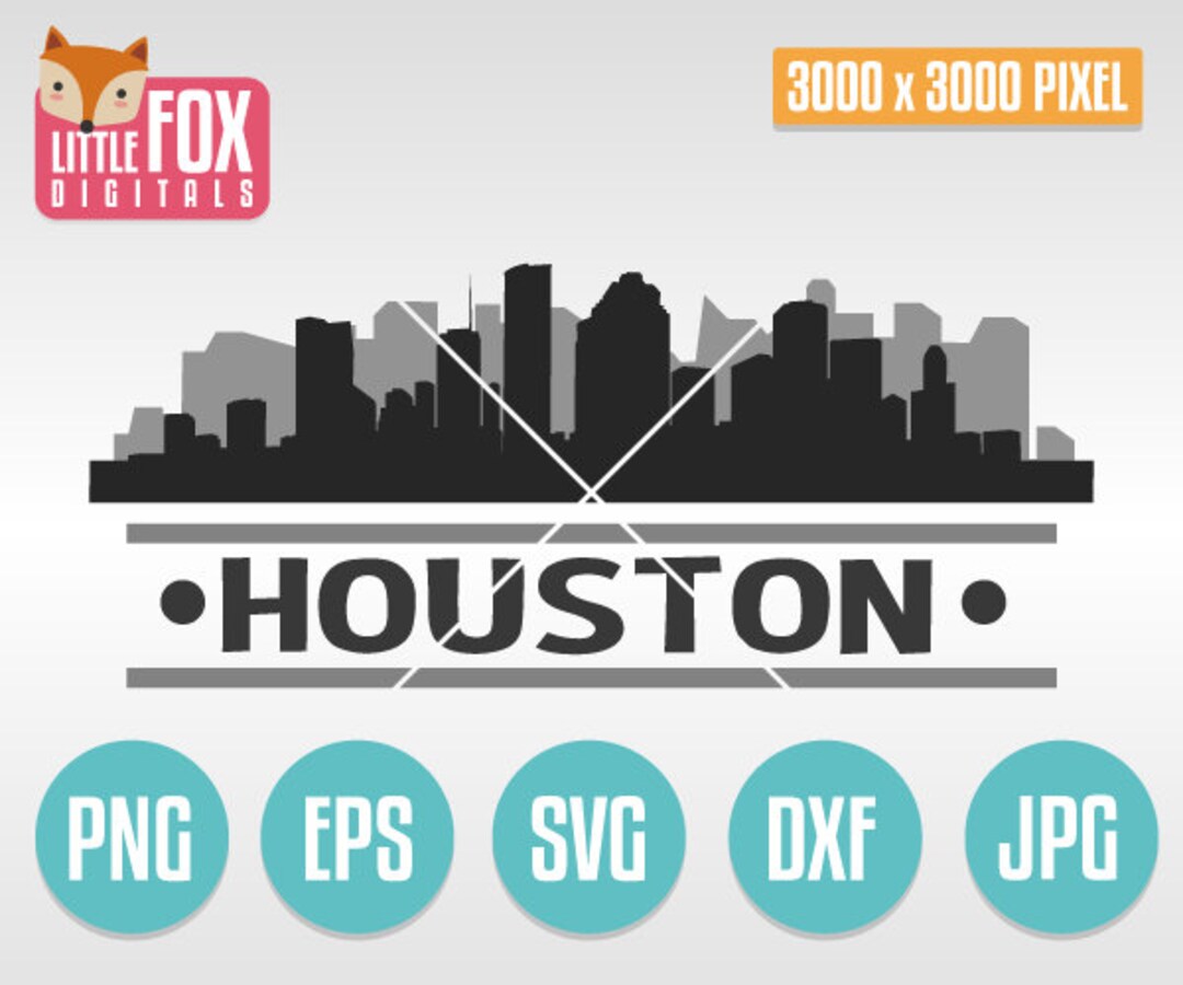 Houston Skyline SVG: Texas USA City Silhouette Vector (digital Download ...