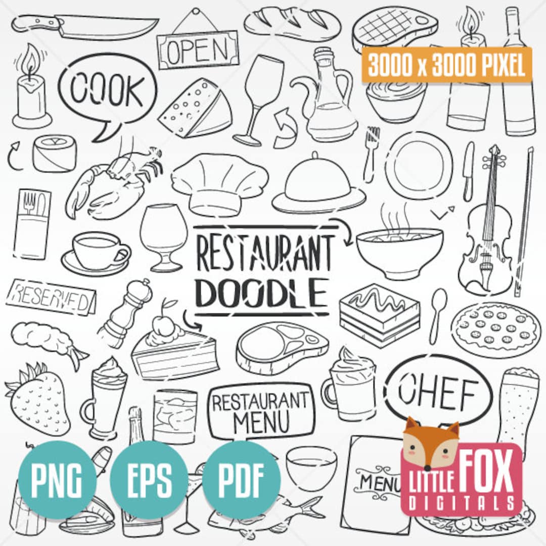 CHEF, Doodle Vector Icons. Restaurant Menu Food Doodle Icons Clipart ...