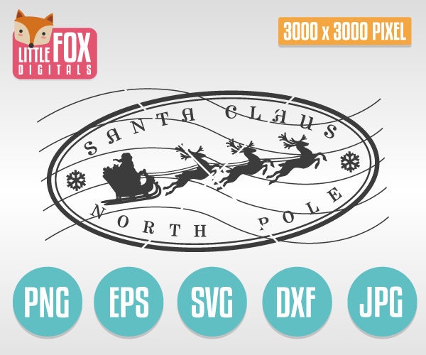 Santa Claus Postmark Stamp, Christmas Silhouette (digital Cut File) - Etsy